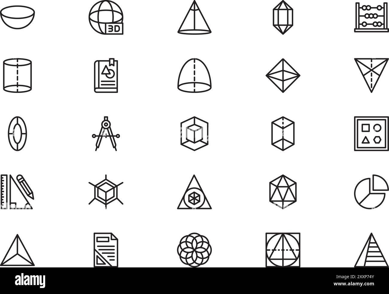Geometry icons collection is a vector illustration with editable stroke ...