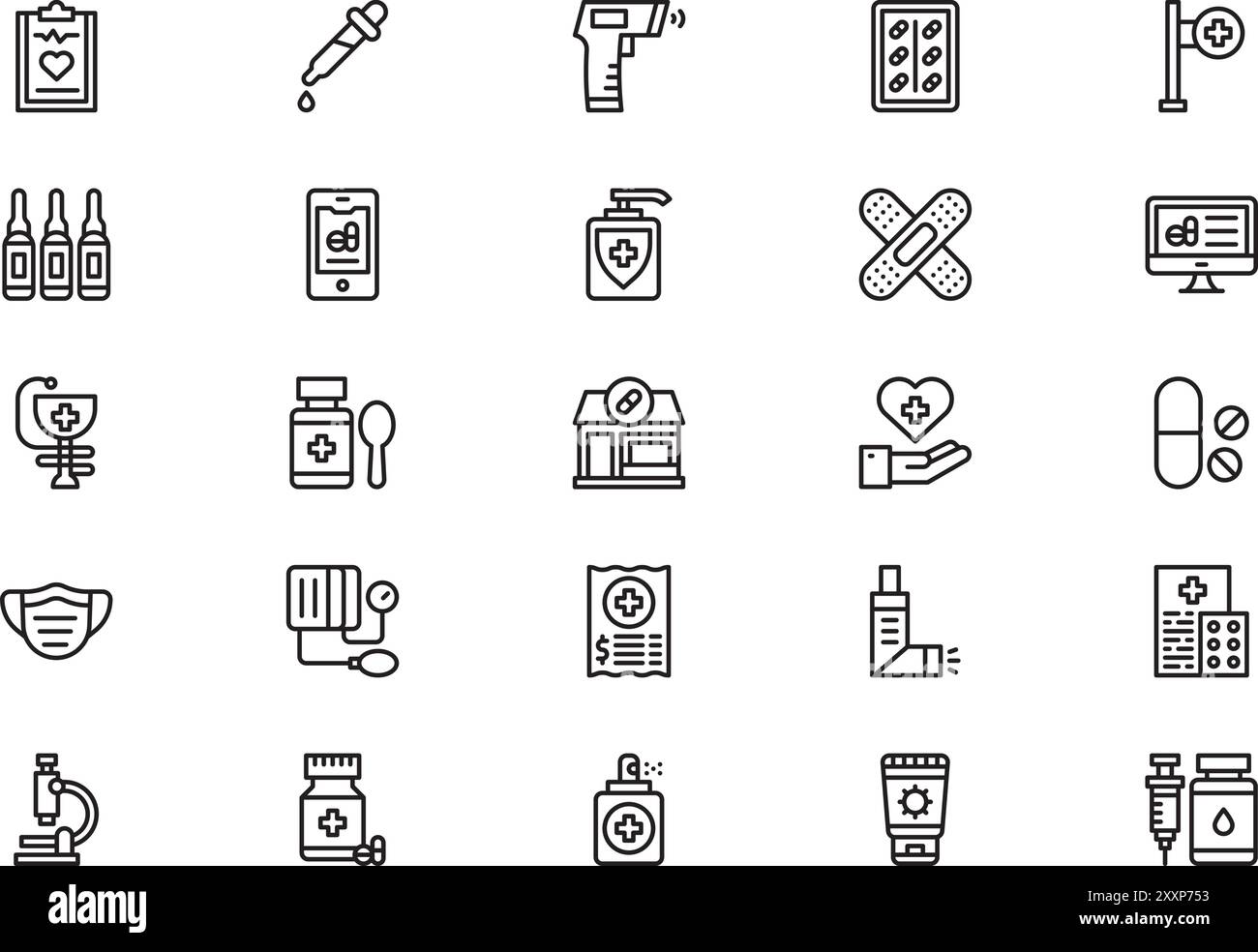 Pharmacy icons collection is a vector illustration with editable stroke ...