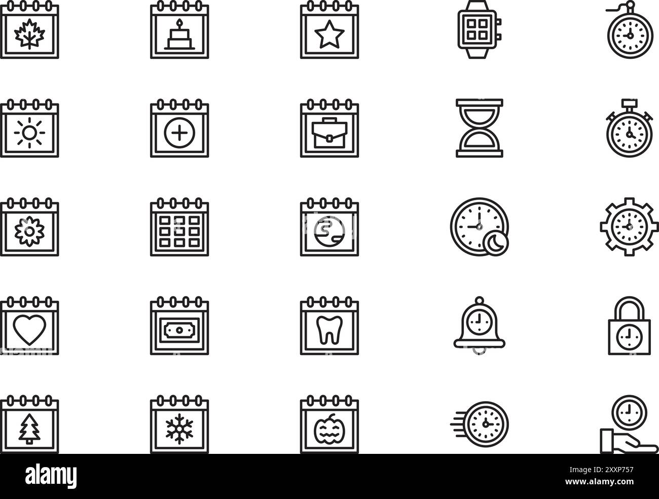Time and date icons collection is a vector illustration with editable ...