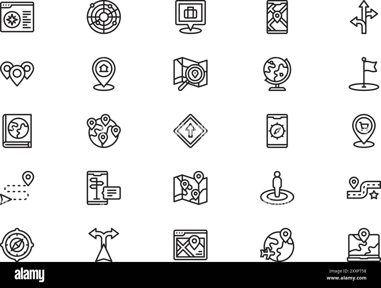 Navigation and maps icons collection is a vector illustration with editable stroke Stock Vector ...