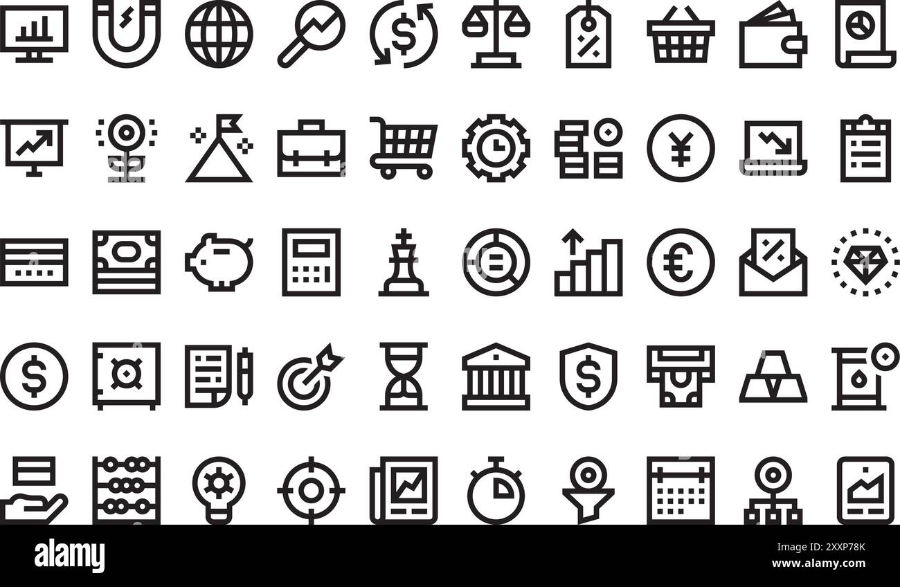 Economy icons collection is a vector illustration with editable stroke ...
