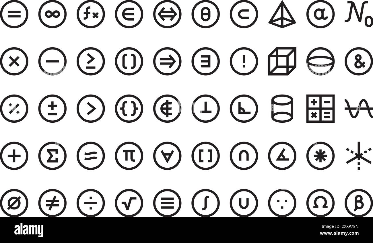 Math symbols icons collection is a vector illustration with editable ...