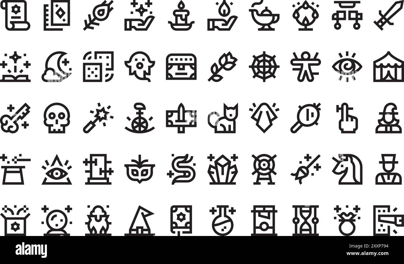 Magic icons collection is a vector illustration with editable stroke ...