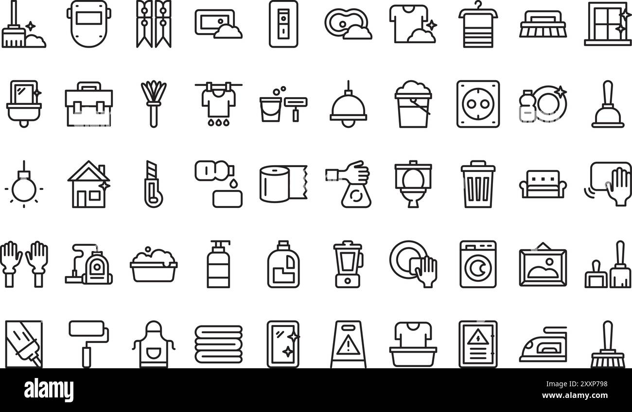 Housekeeping icons collection is a vector illustration with editable ...