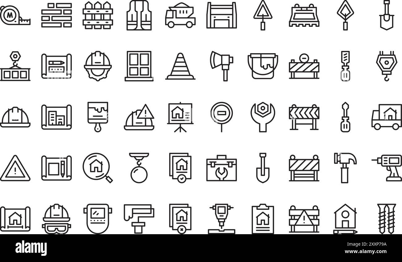 Construction icons collection is a vector illustration with editable ...