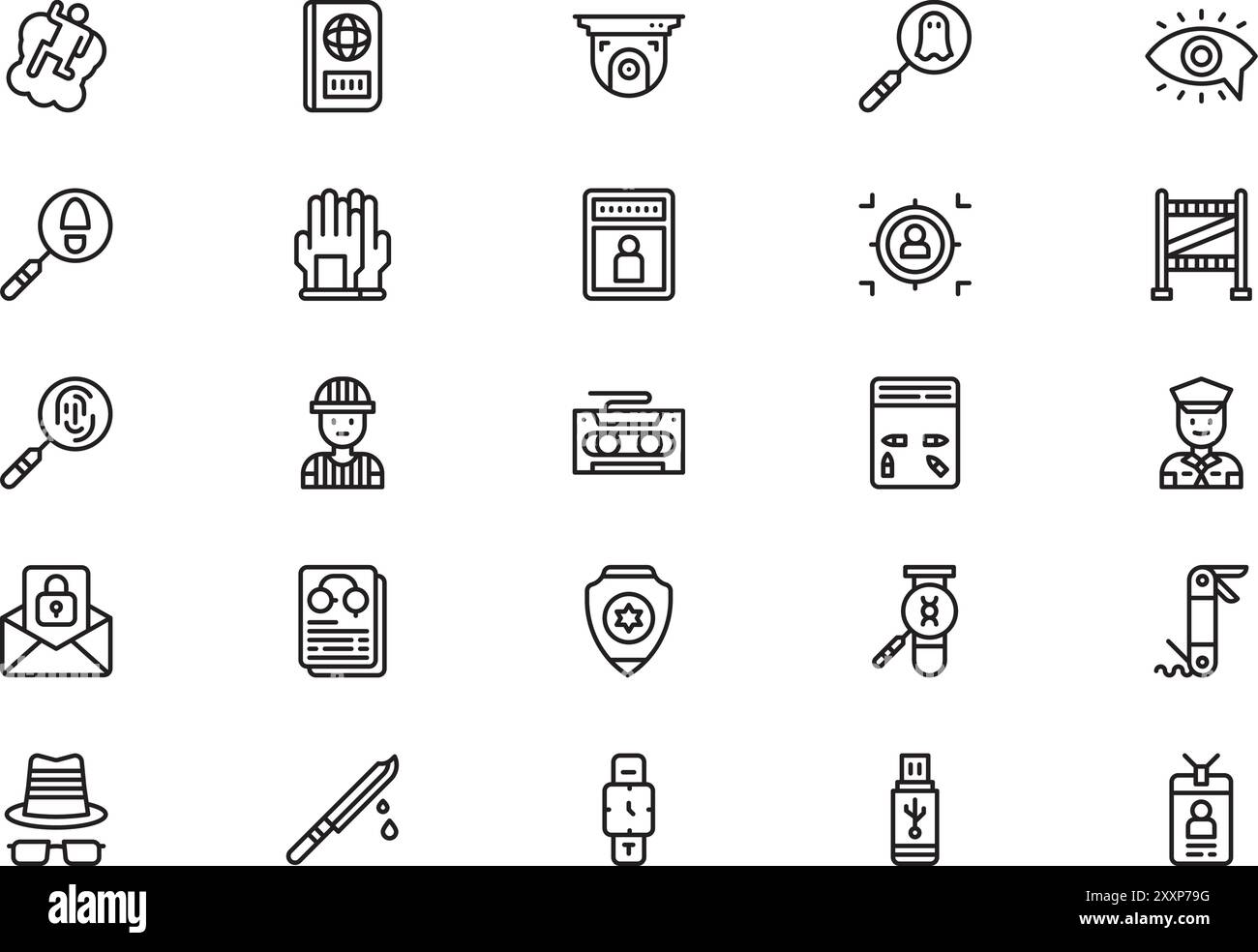 Private detective icons collection is a vector illustration with ...