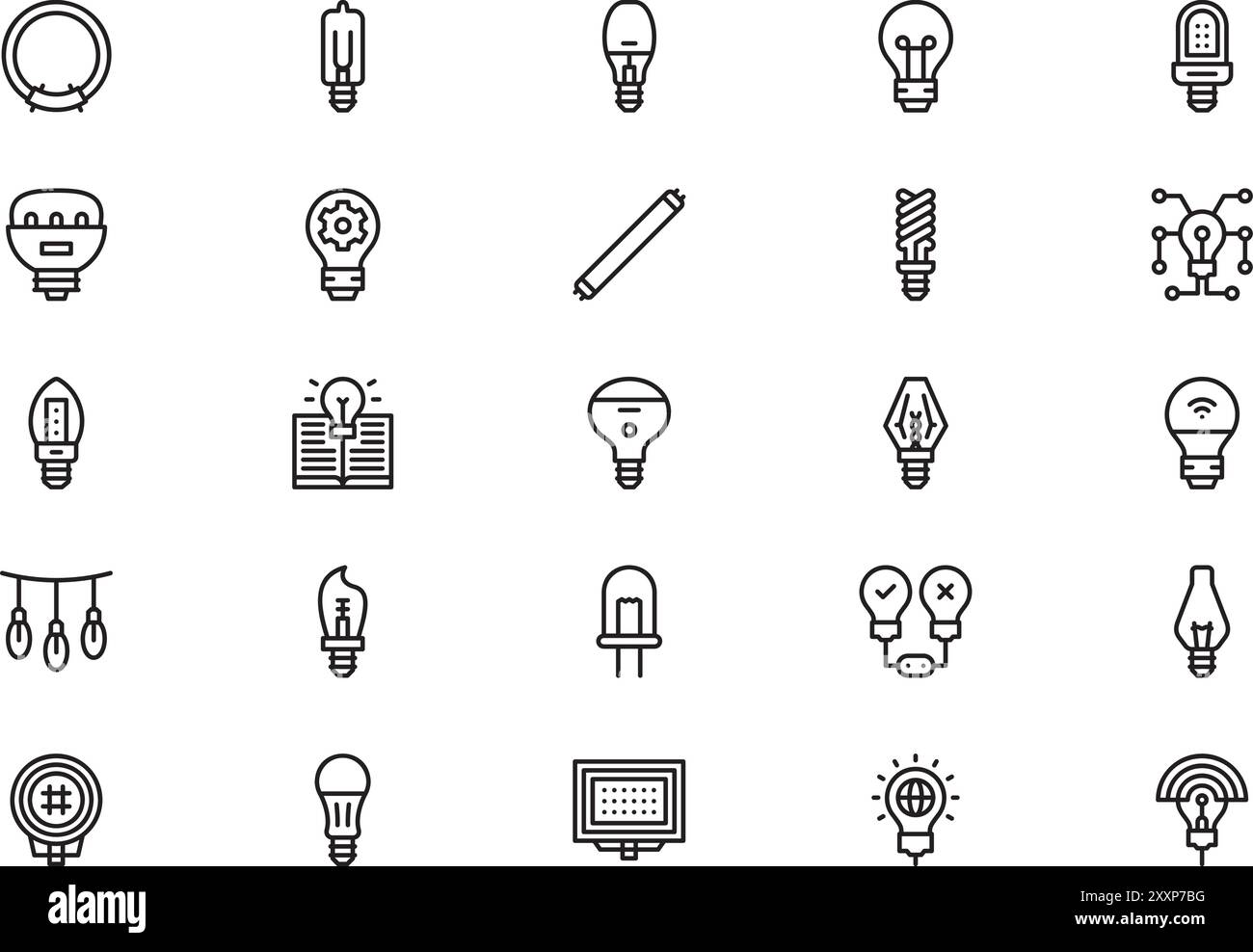 Light bulbs icons collection is a vector illustration with editable stroke Stock Vector Image ...