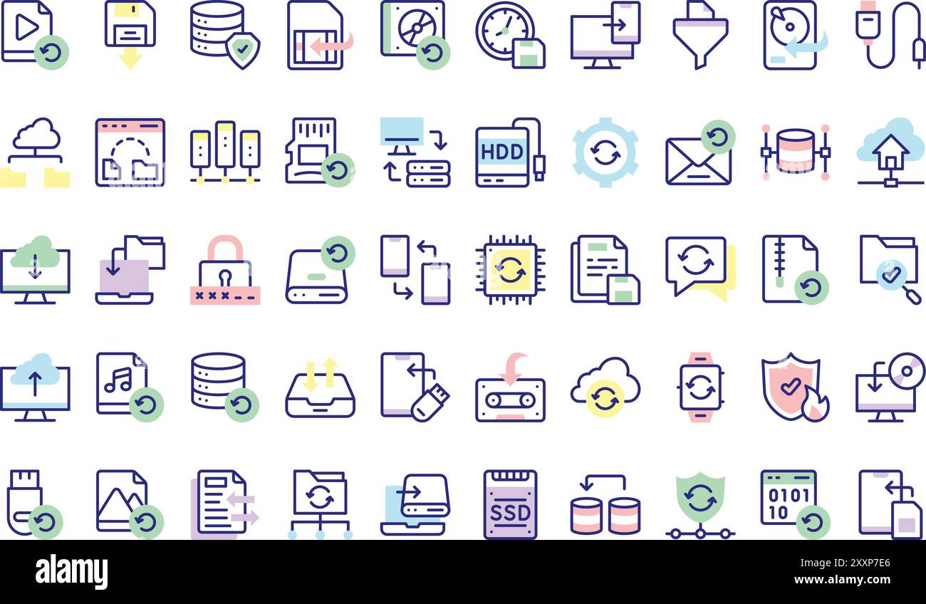 Backup icons collection is a vector illustration with editable stroke ...