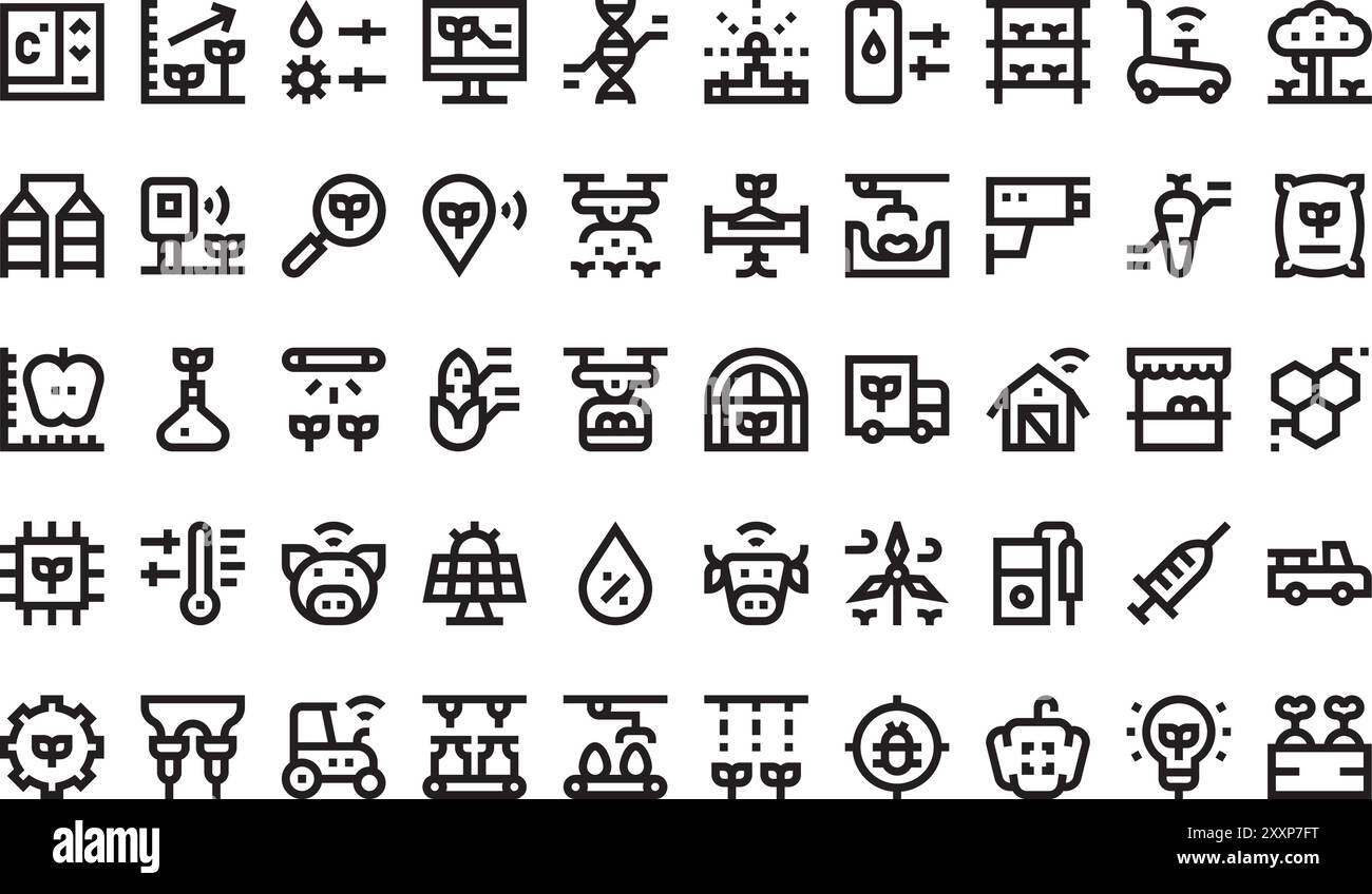 Smart farm icons collection is a vector illustration with editable stroke Stock Vector Image ...