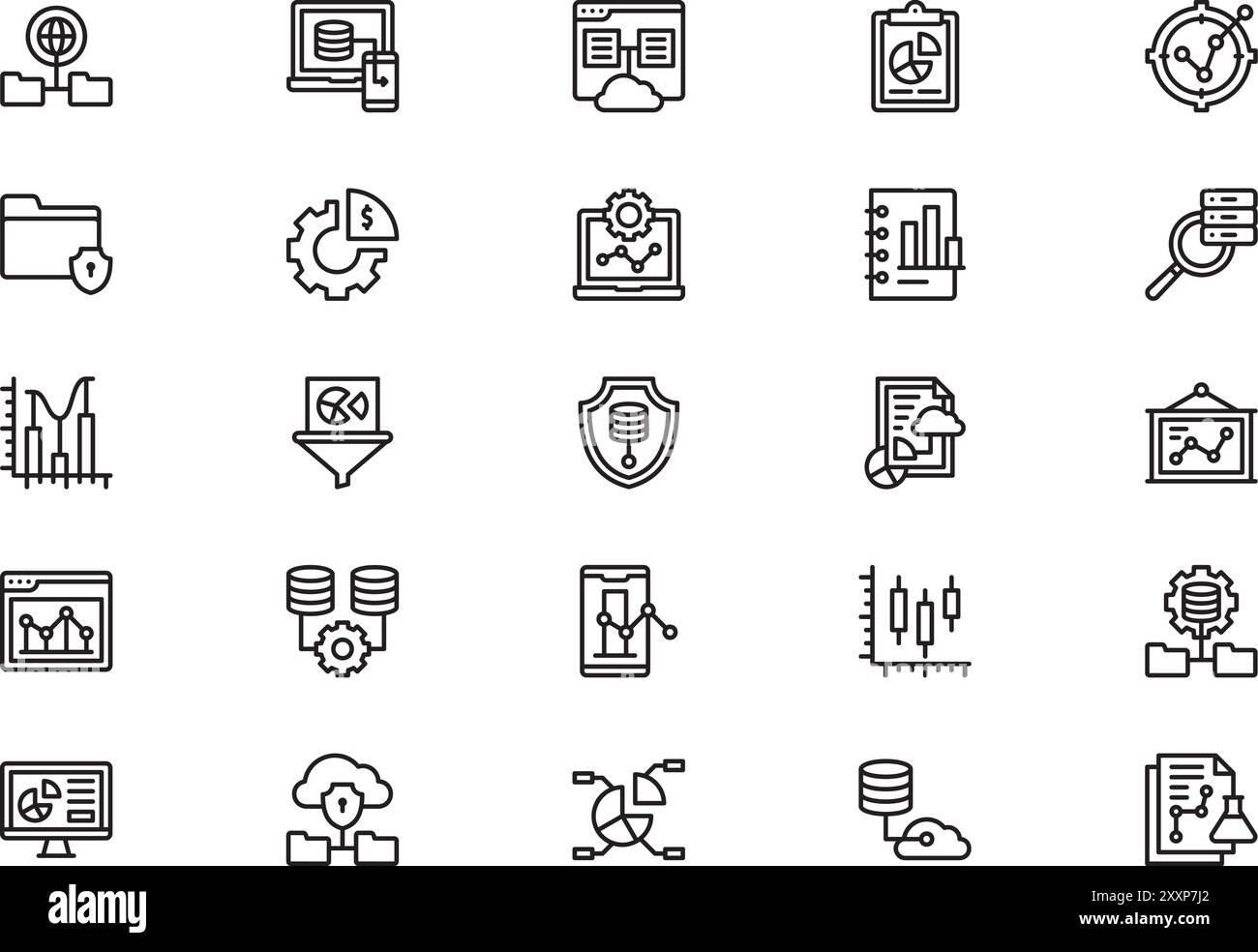 Data analytics icons collection is a vector illustration with editable ...