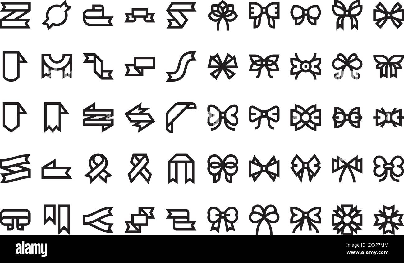 Ribbon icons collection is a vector illustration with editable stroke ...