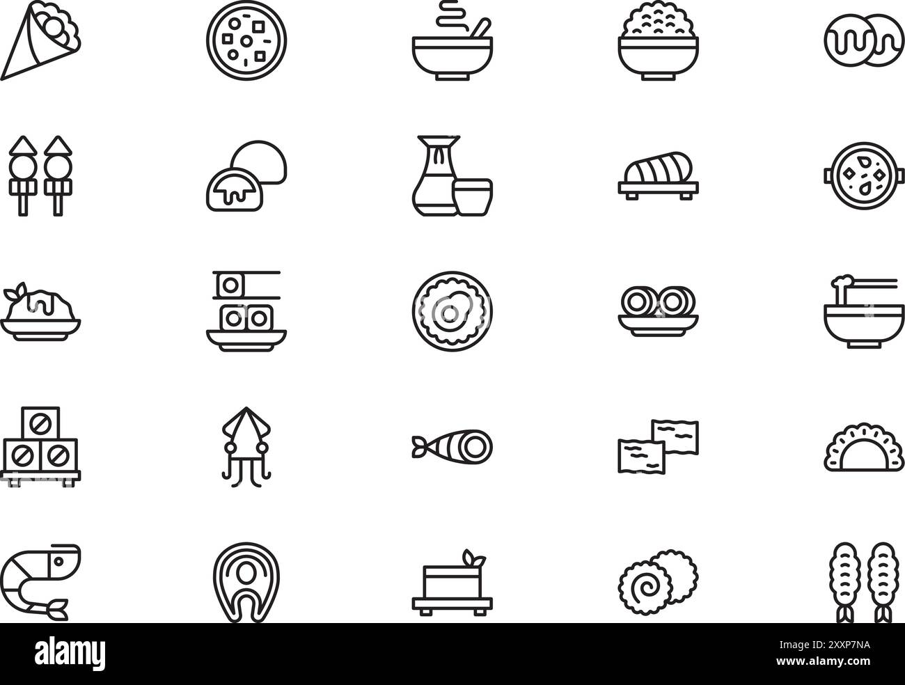 Japanese food icons collection is a vector illustration with editable ...