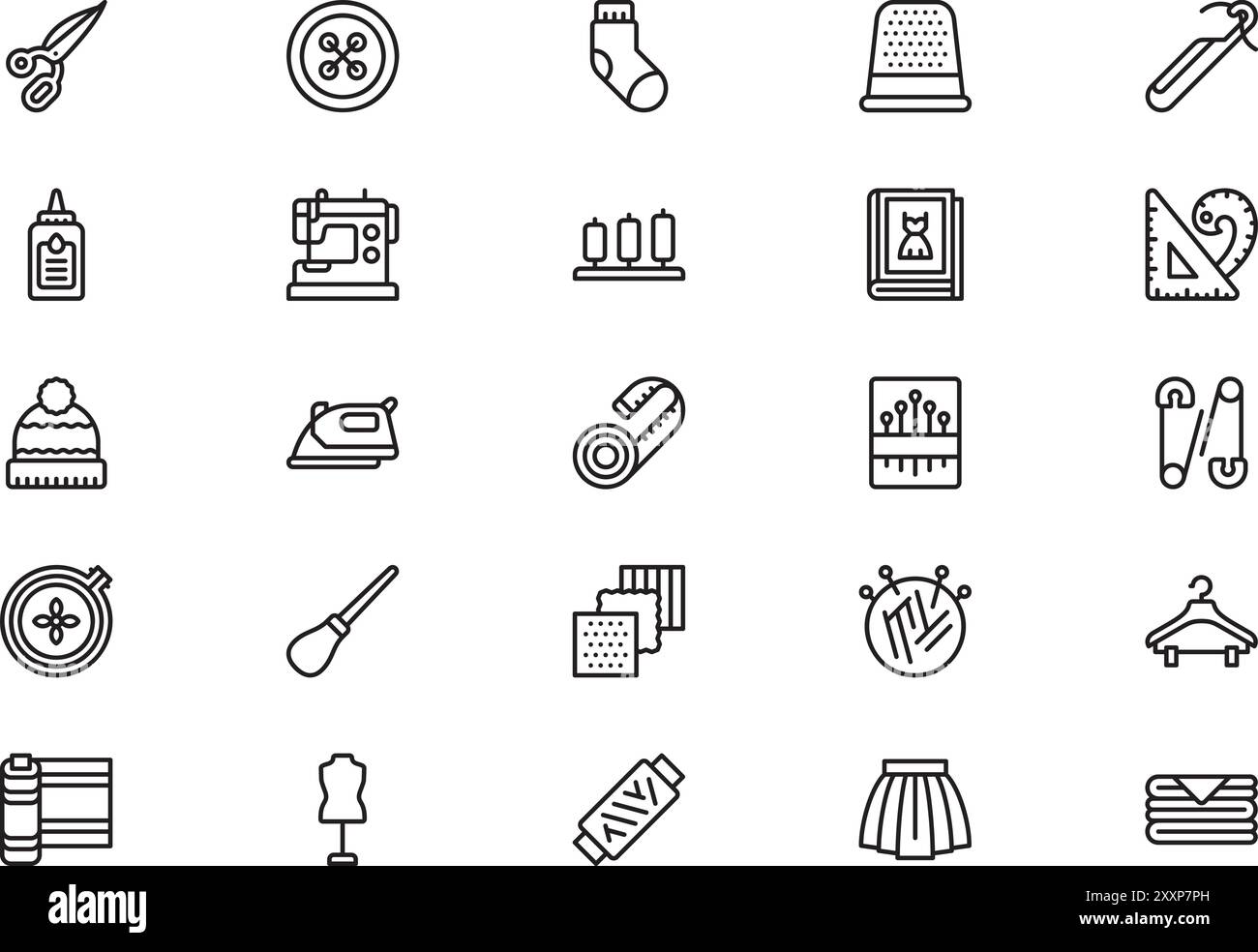 Needlework Icons Collection Is A Vector Illustration With Editable