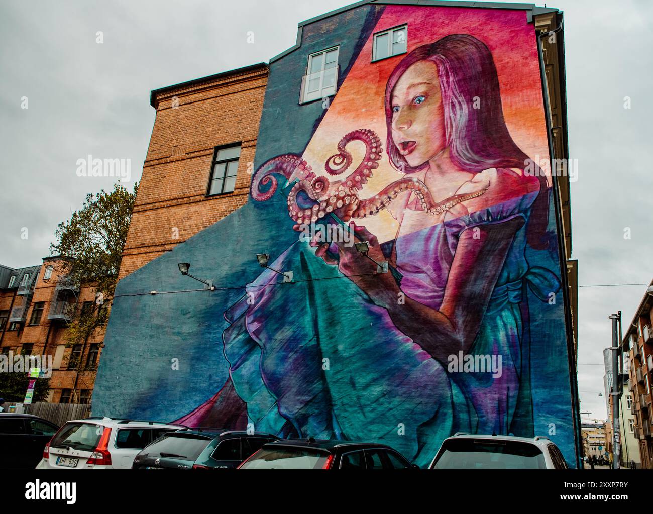 Murals at parking lot in Gamla Vaster area, Malmo, Sweden Stock Photo ...