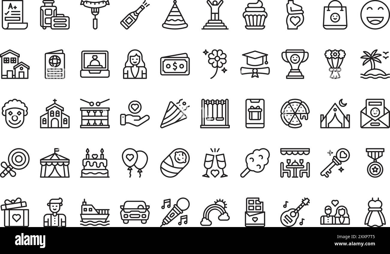 Happiness icons collection is a vector illustration with editable ...
