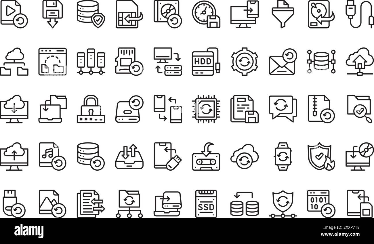 Backup icons collection is a vector illustration with editable stroke ...