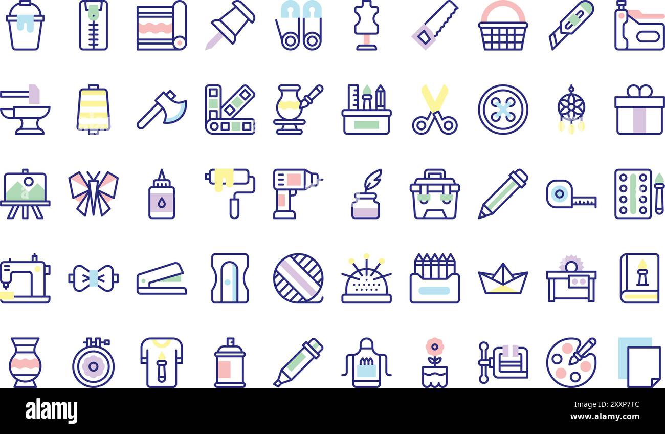 Crafting icons collection is a vector illustration with editable stroke ...