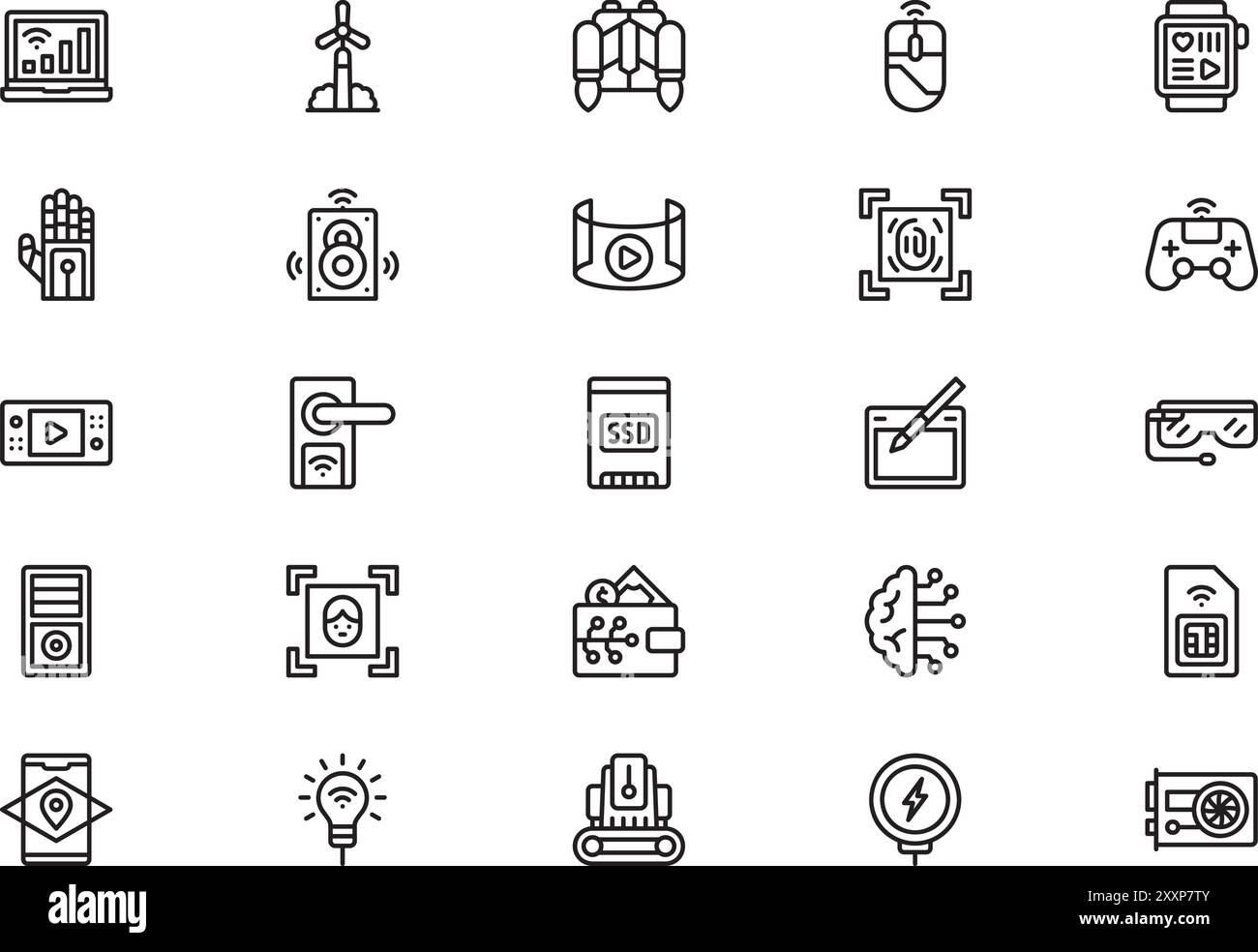 Technology icons collection is a vector illustration with editable ...
