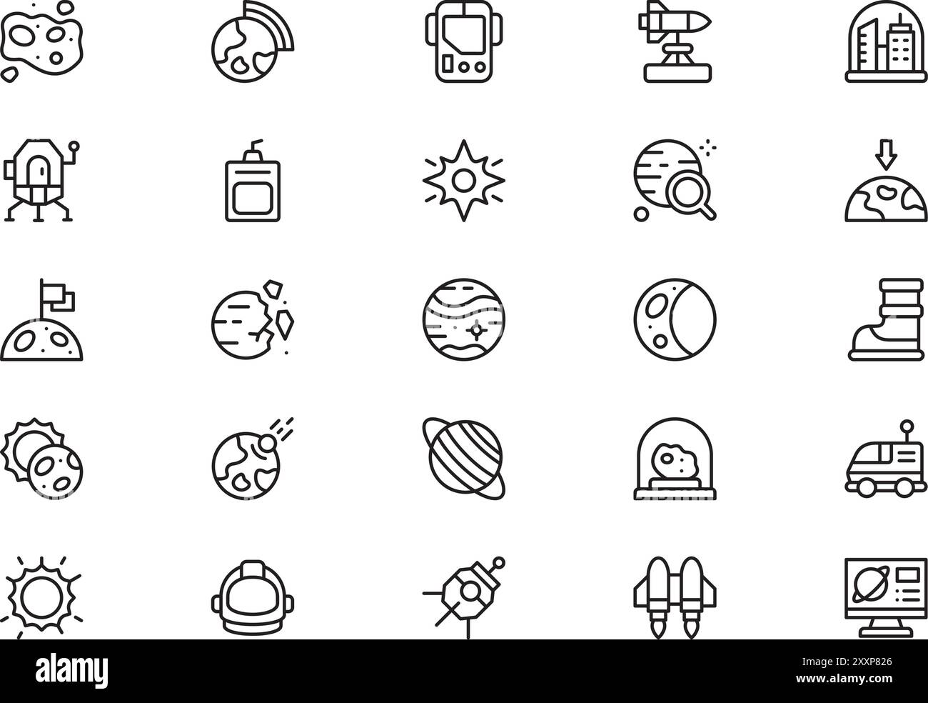 Space icons collection is a vector illustration with editable stroke ...