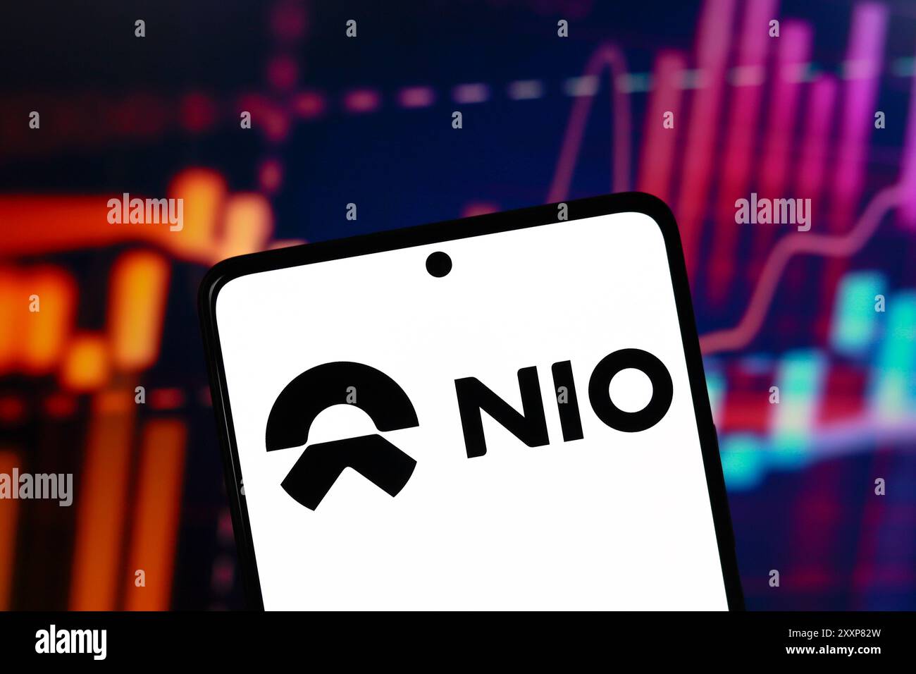 In this photo illustration, the Nio Inc. logo is displayed on a ...