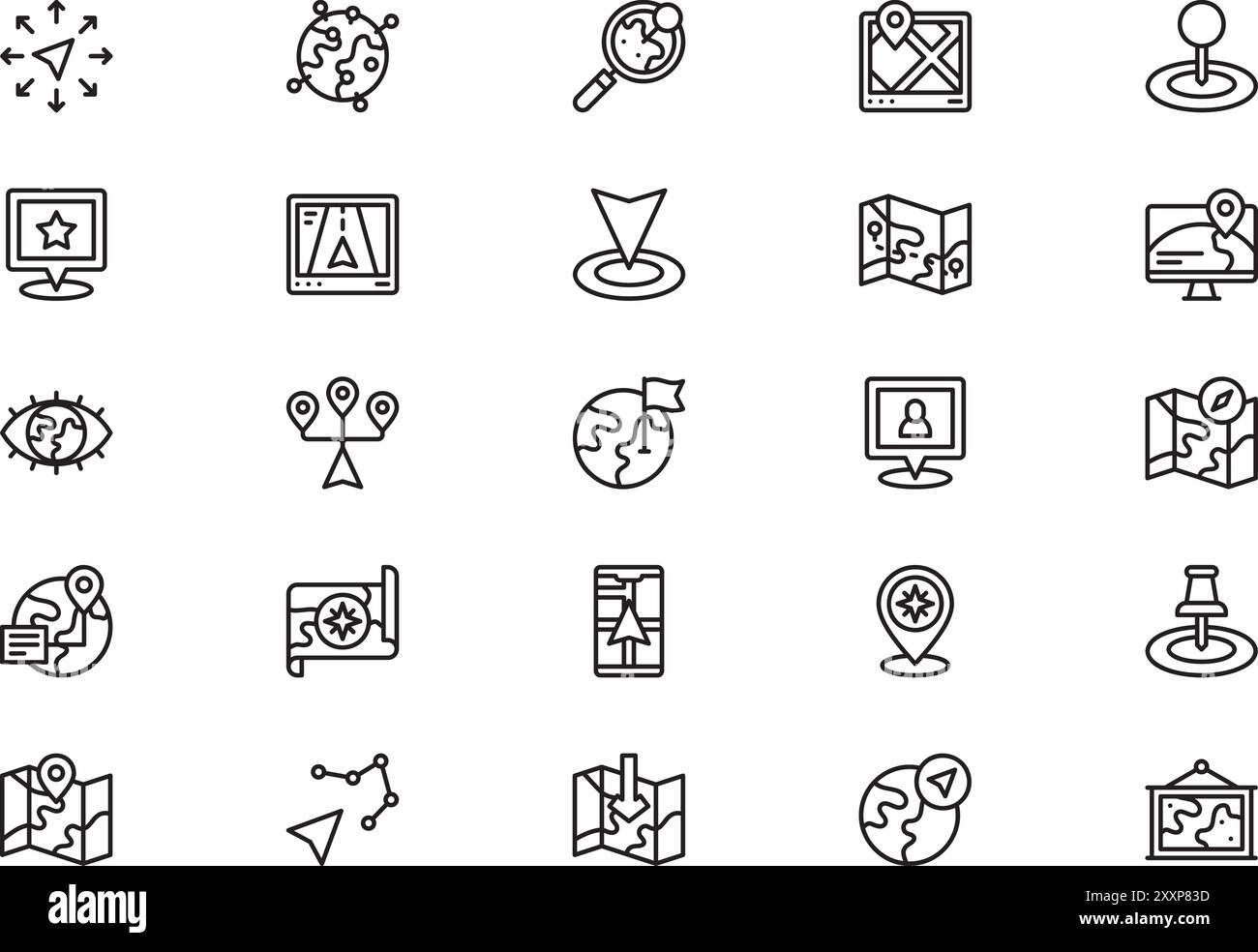 Navigation and maps icons collection is a vector illustration with editable stroke Stock Vector ...