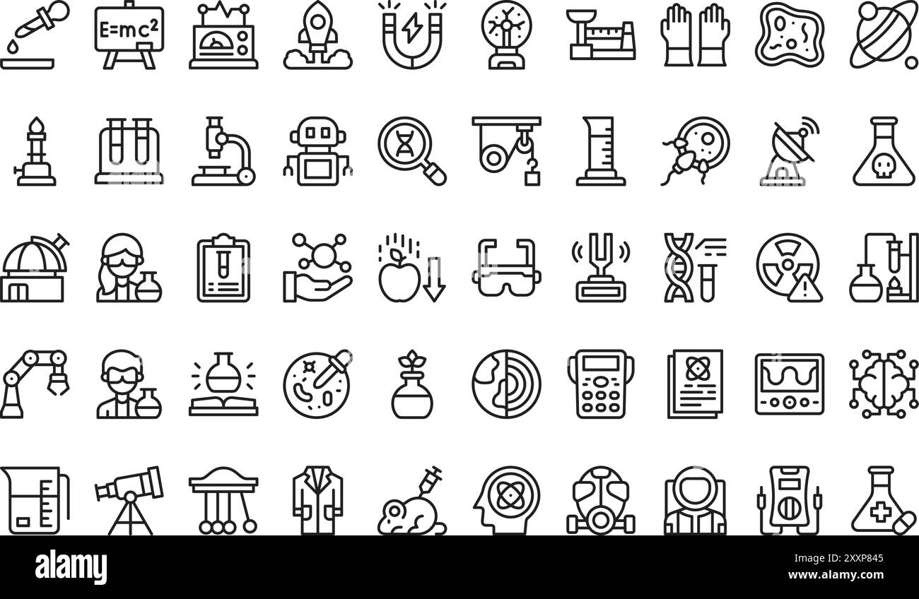 Science icons collection is a vector illustration with editable stroke ...