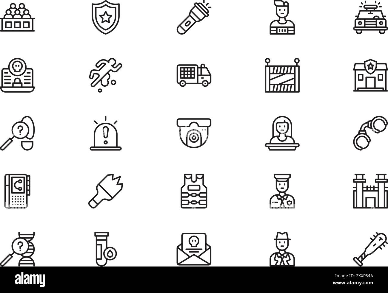 Crime icons collection is a vector illustration with editable stroke ...