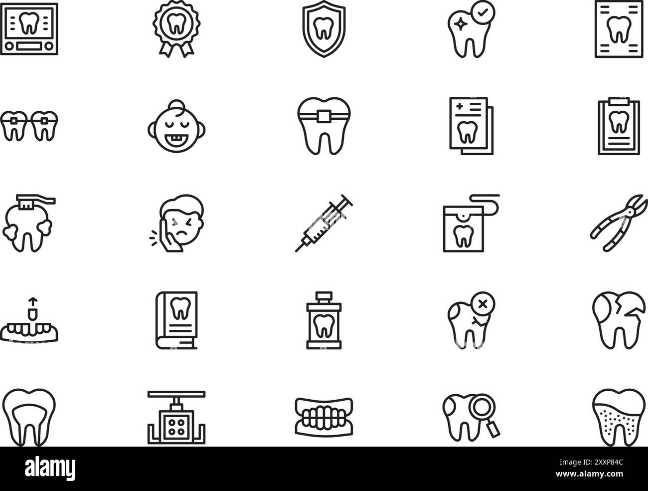 Dentist icons collection is a vector illustration with editable stroke ...