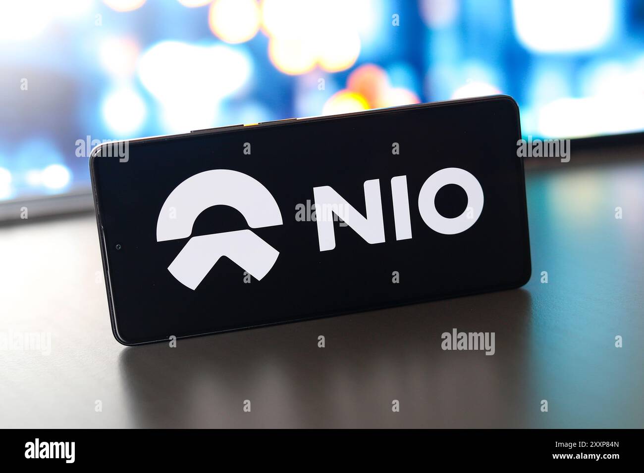 In this photo illustration, the Nio Inc. logo is displayed on a ...