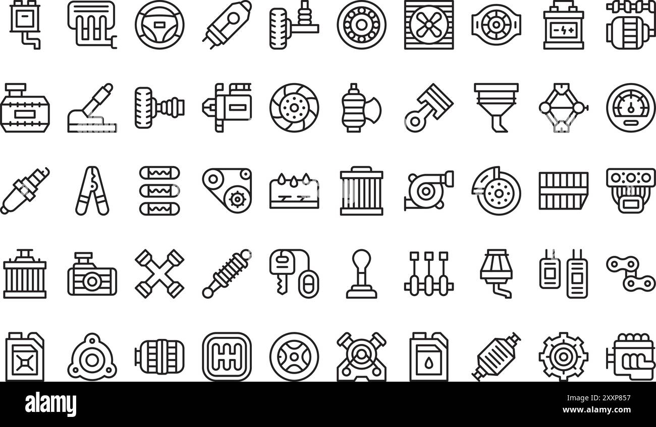 Car engine icons collection is a vector illustration with editable ...