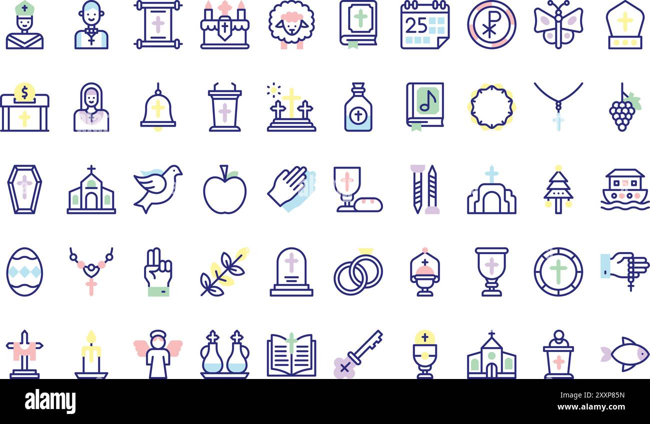 Christianity icons collection is a vector illustration with editable ...