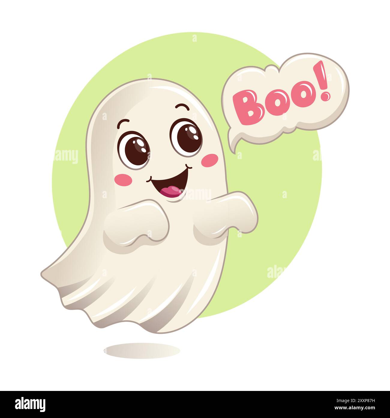 Cute cartoon ghost illustration with big eyes and a playful expression ...