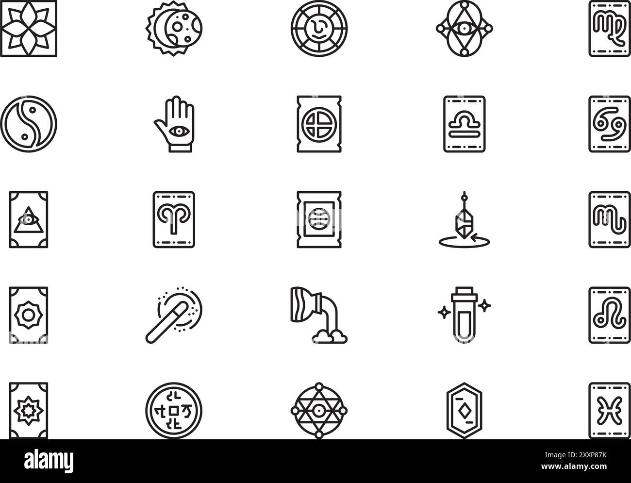 Esoteric icons collection is a vector illustration with editable stroke ...