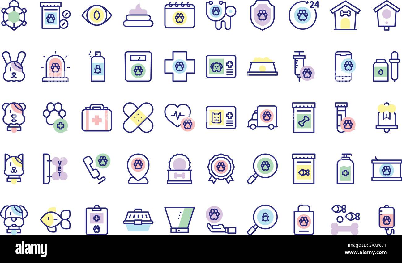Veterinary icons collection is a vector illustration with editable ...