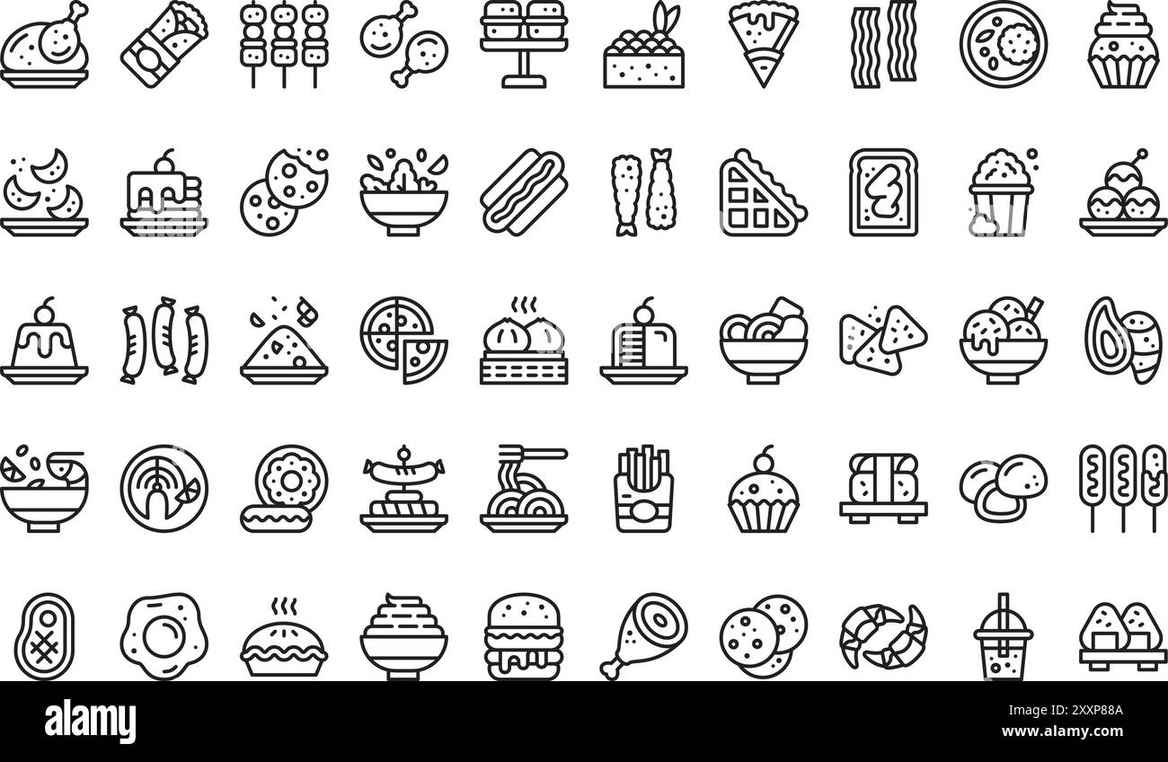 International food icons collection is a vector illustration with ...