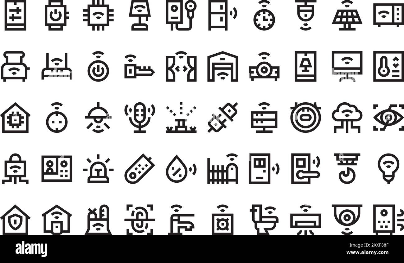 Domotics icons collection is a vector illustration with editable stroke ...