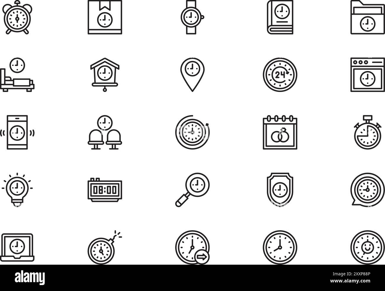 Time and date icons collection is a vector illustration with editable ...