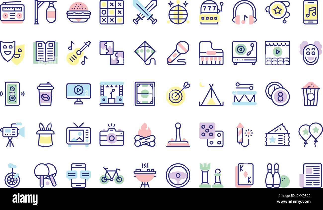 Entertainment icons collection is a vector illustration with editable ...