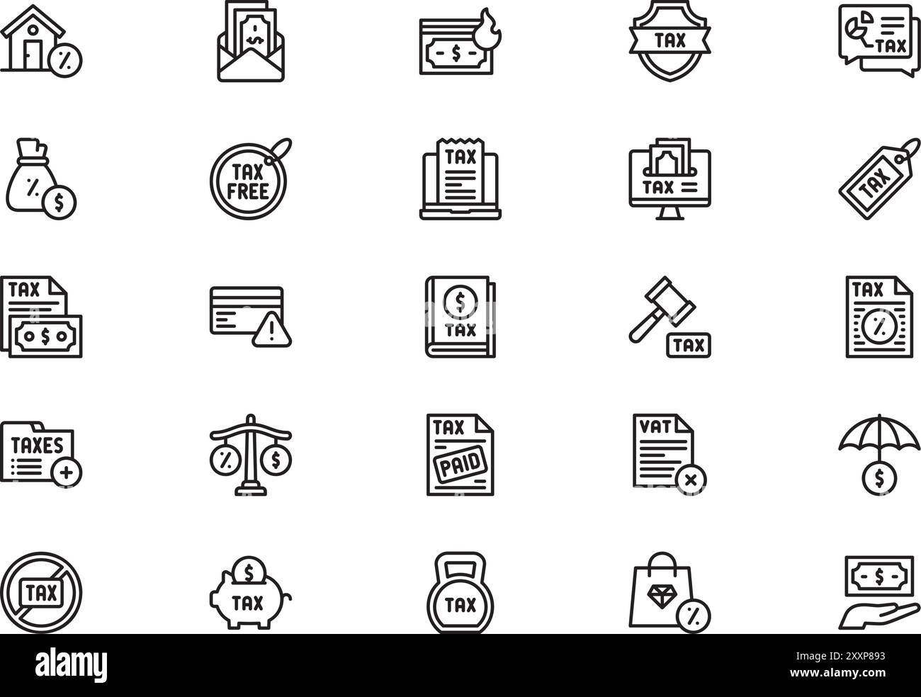 Taxes icons collection is a vector illustration with editable stroke ...