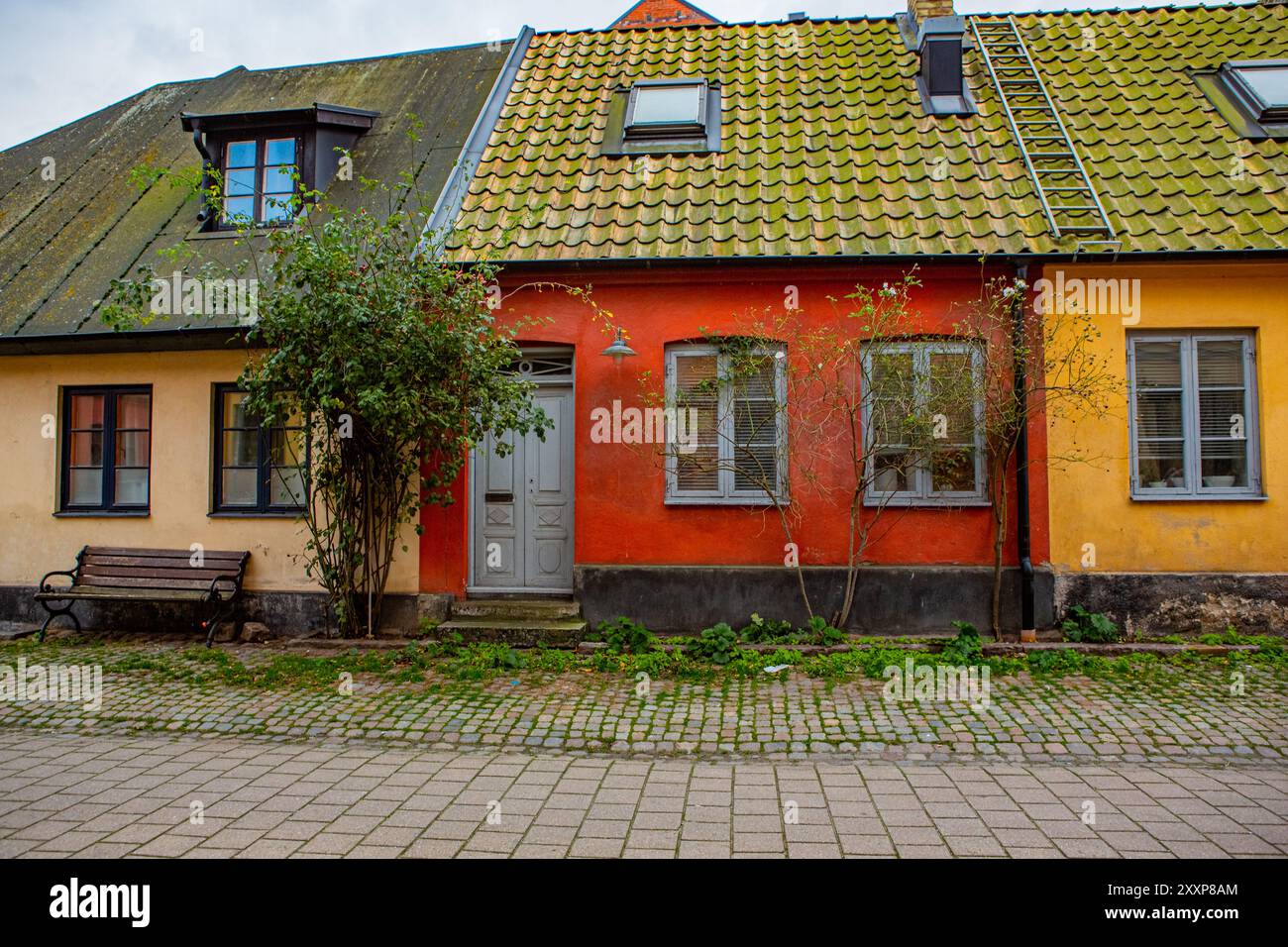 Colorful houses on Jakob Nilsgatan street at Gamla Vaster in Malmo ...