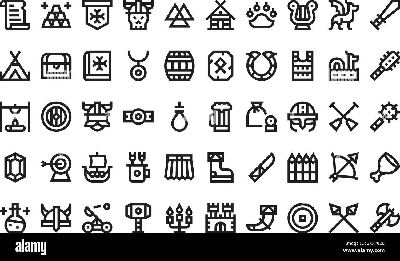 Viking icons collection is a vector illustration with editable stroke ...