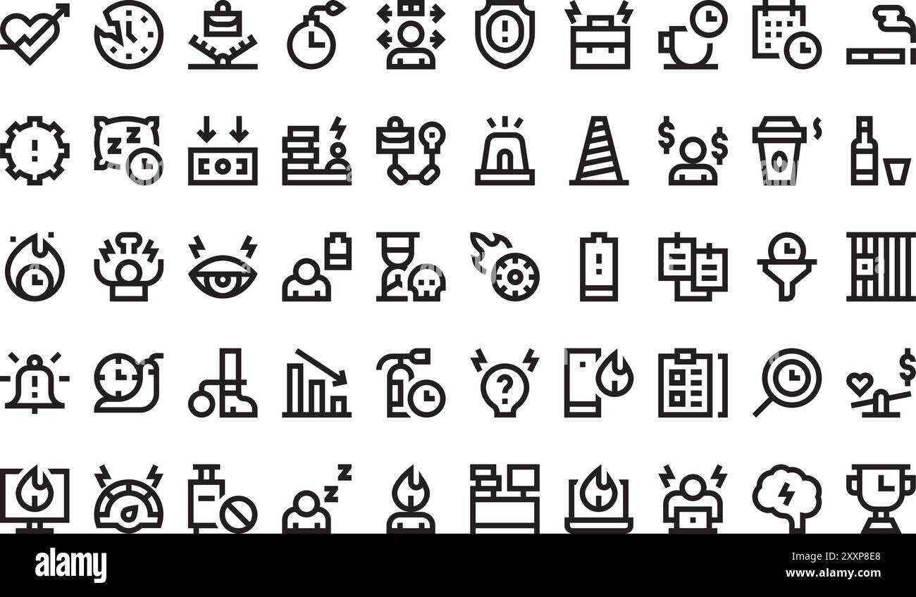 Burnout icons collection is a vector illustration with editable stroke ...