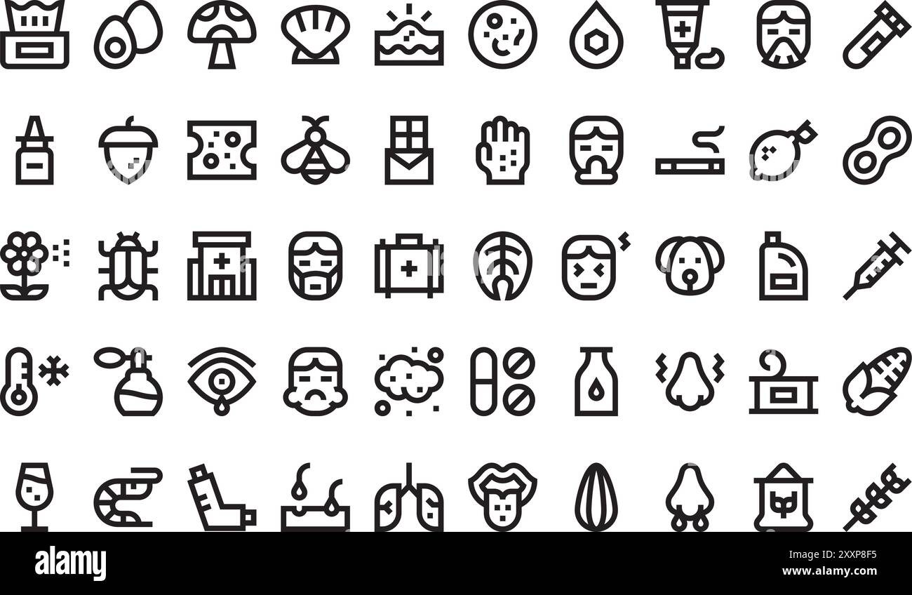 Allergies icons collection is a vector illustration with editable ...