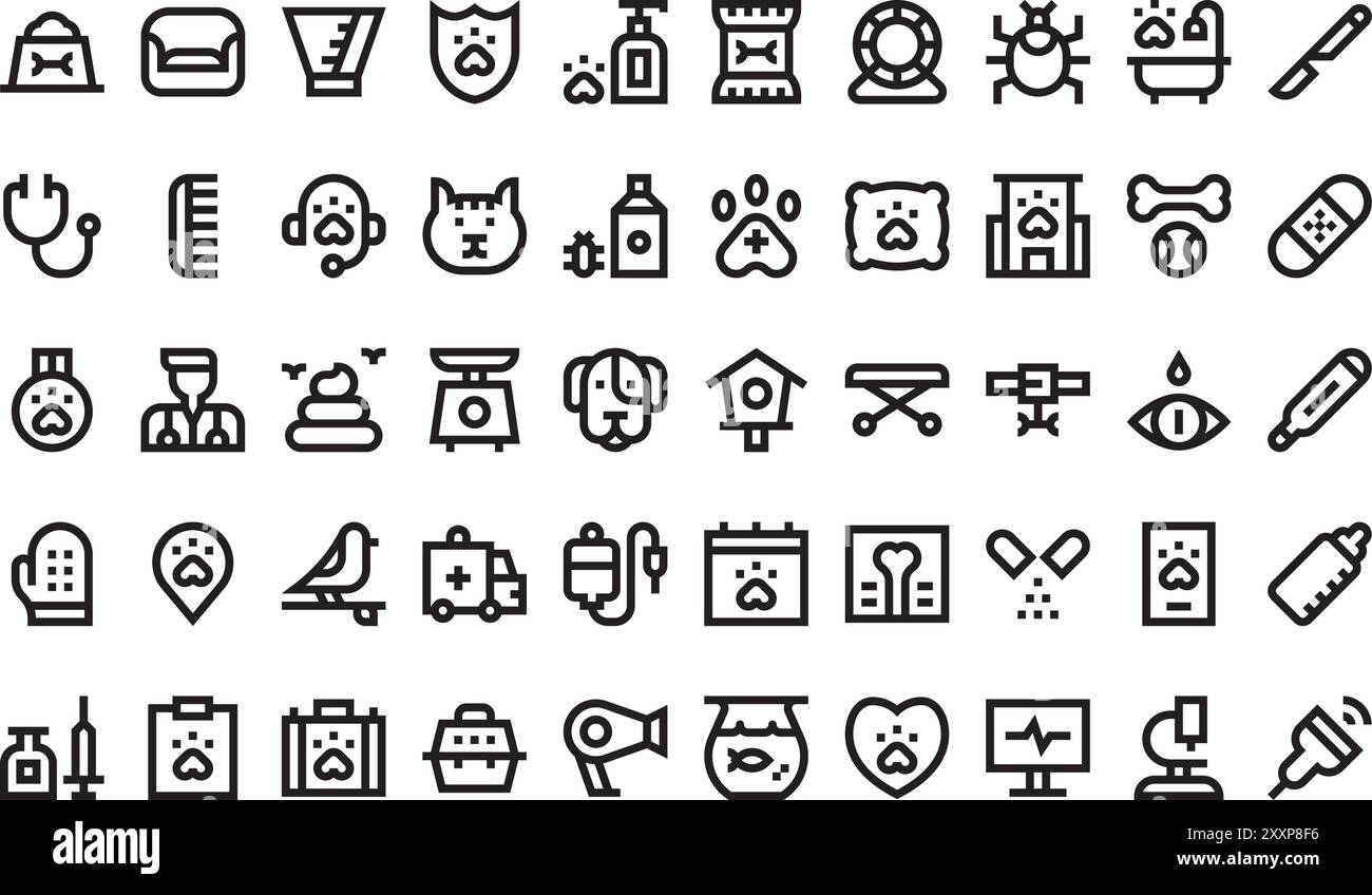 Veterinary icons collection is a vector illustration with editable ...