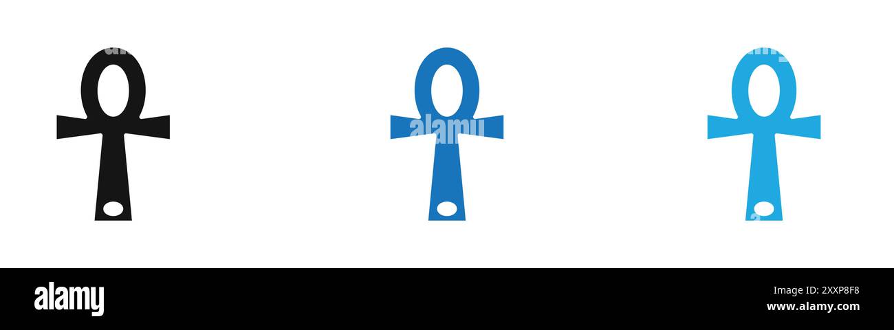 Ankh icon outline collection or set in black and white logo mark ...