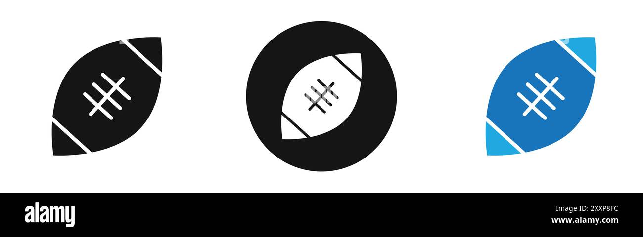 American Rugby ball icon outline collection or set in black and white ...