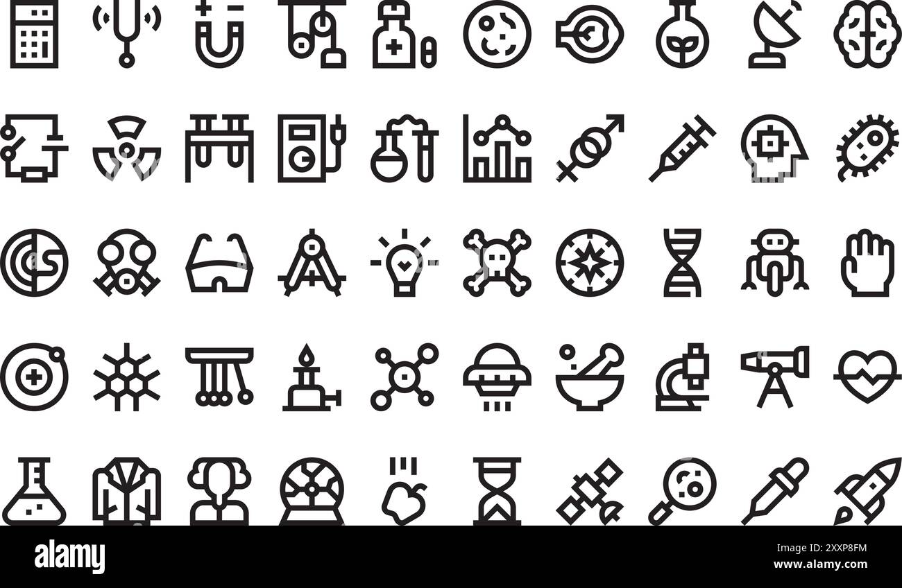 Science icons collection is a vector illustration with editable stroke ...