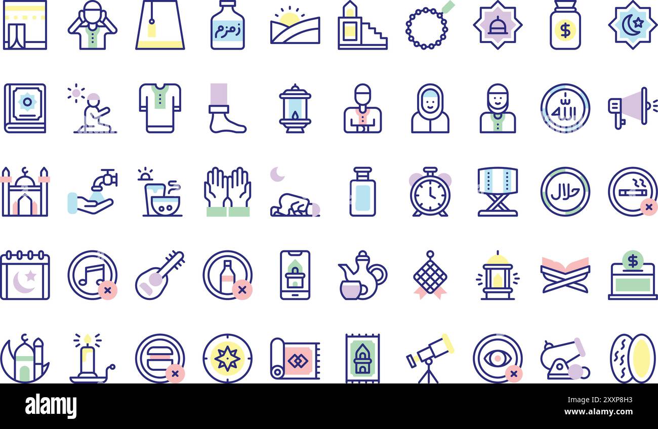 Ramadan icons collection is a vector illustration with editable stroke ...