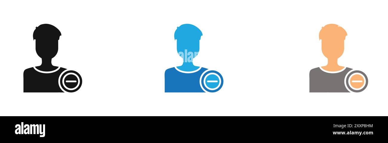 Block User Icon outline collection or set in black and white Stock ...