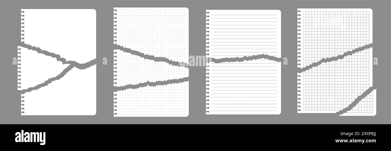 Ripped notebook paper, pieces of pages of school notepad, white scraps ...